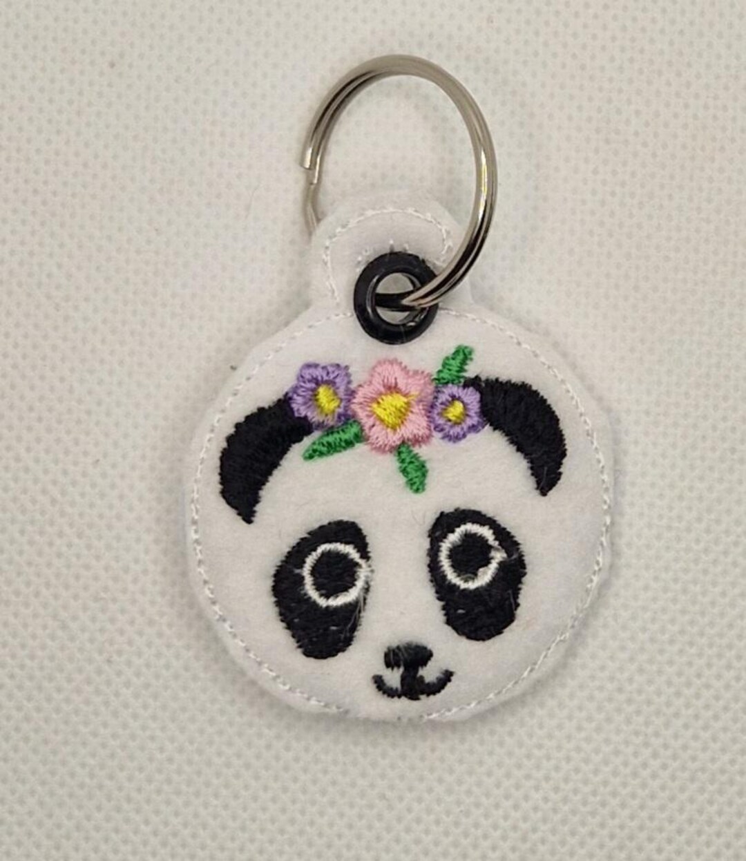 Embroidered Panda Face Sitting Keyring/key Chain - Etsy