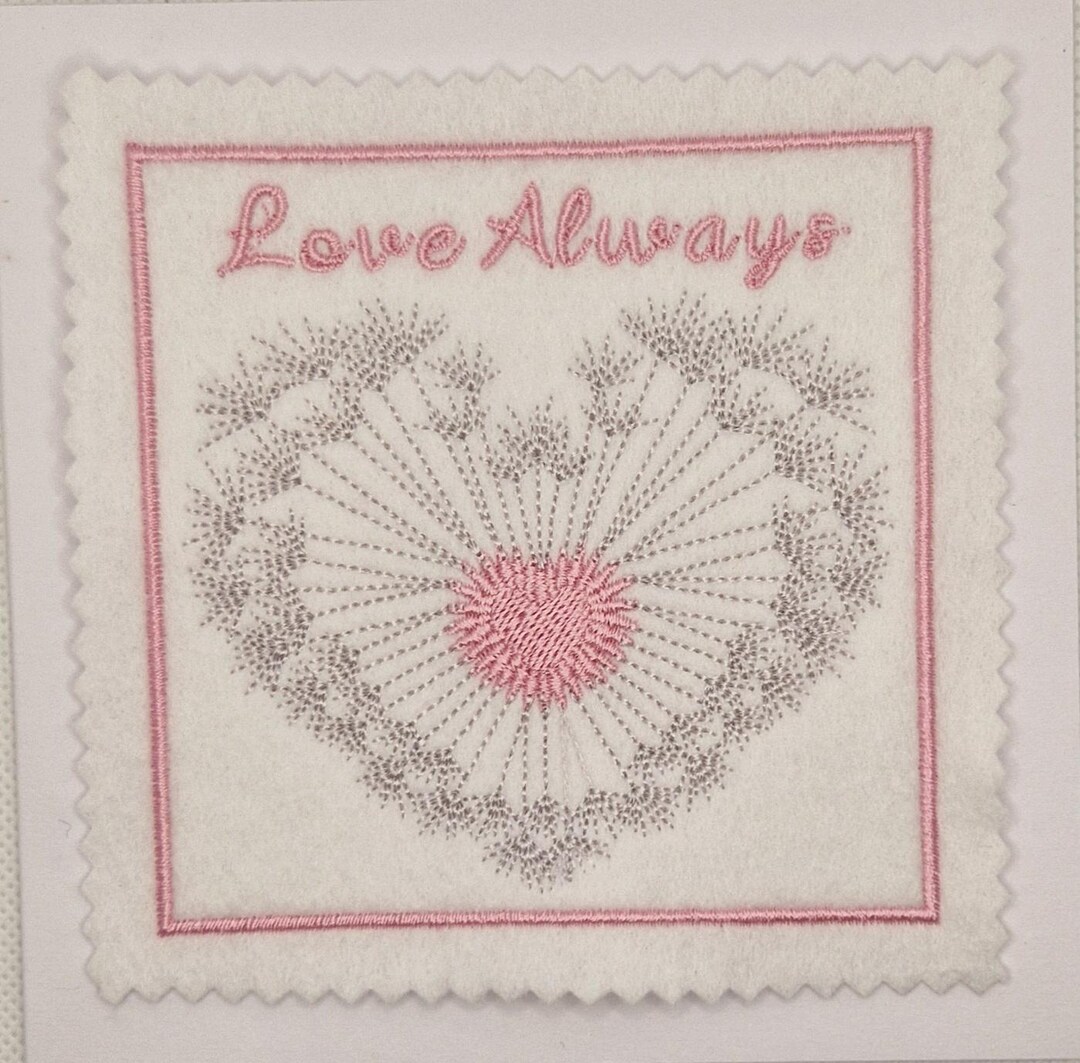 Embroidered Love Heart Card - Etsy