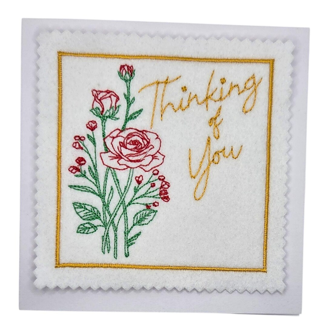 Embroidered Deepest Sympathy Flower Card - Etsy