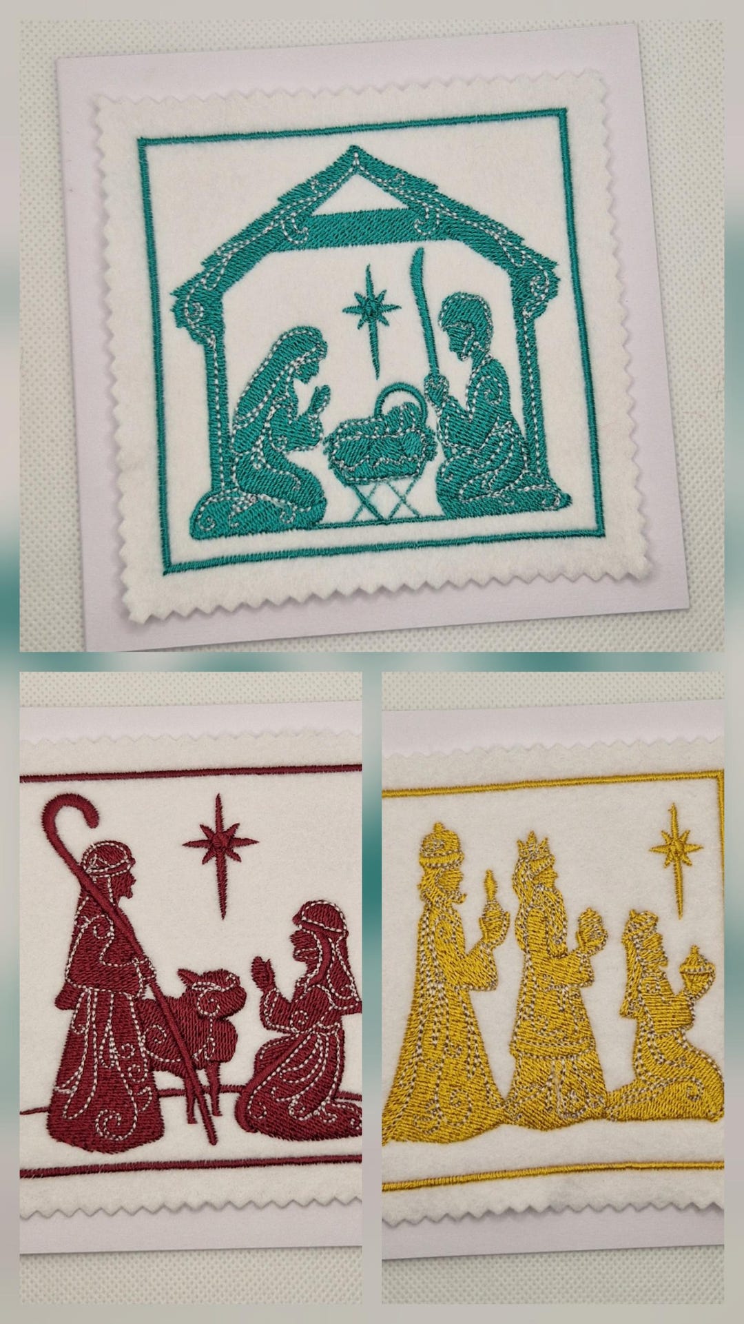 Embroidered Christmas Nativity Card (multipack) - Etsy