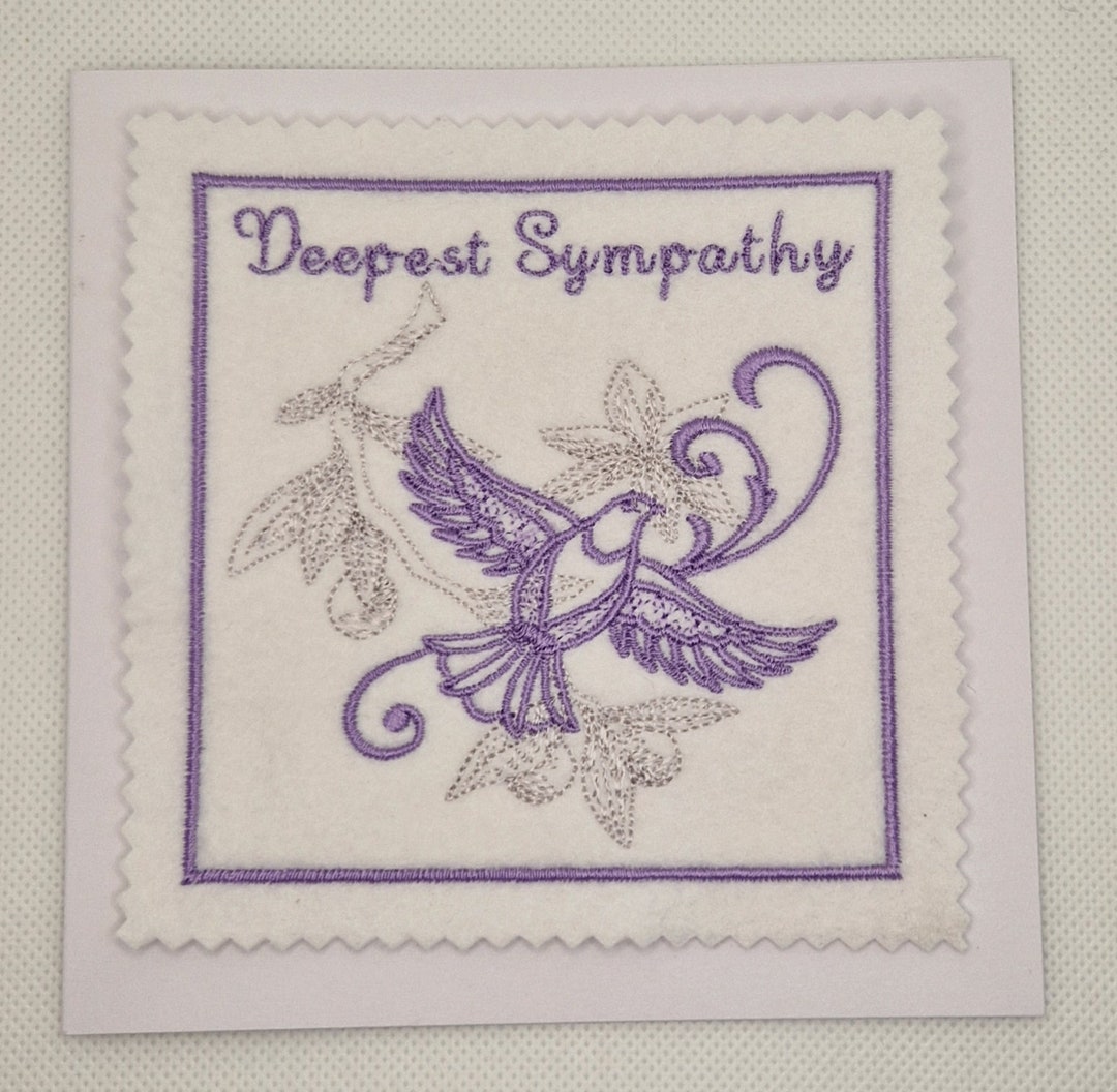 Embroidered in Deepest Sympathy Dove Card - Etsy UK