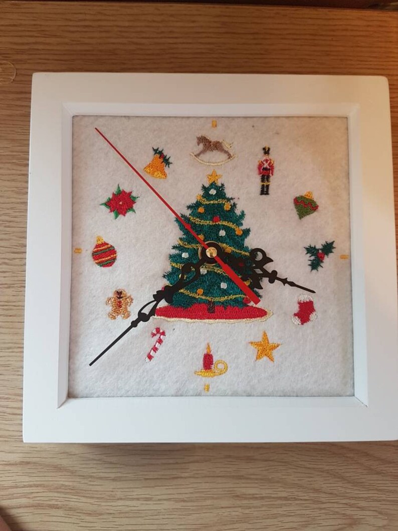 Homemade Embroidered Christmas Tree Clock. silent - Etsy Australia