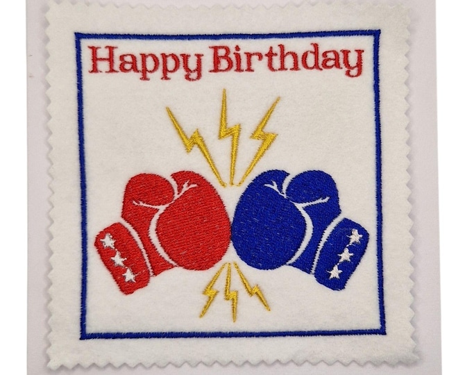 Embroidered Boxing Birthday Card - Etsy