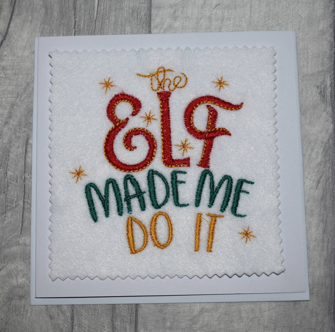 Embroidered Christmas Elf Card - Etsy