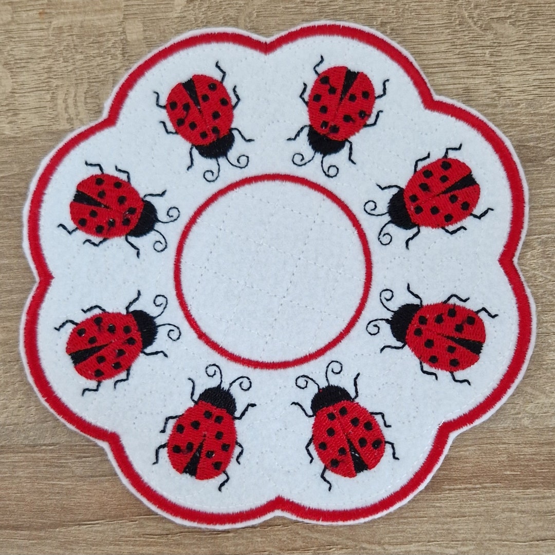 Embroidered Ladybird/ladybug Candle Mat - Etsy
