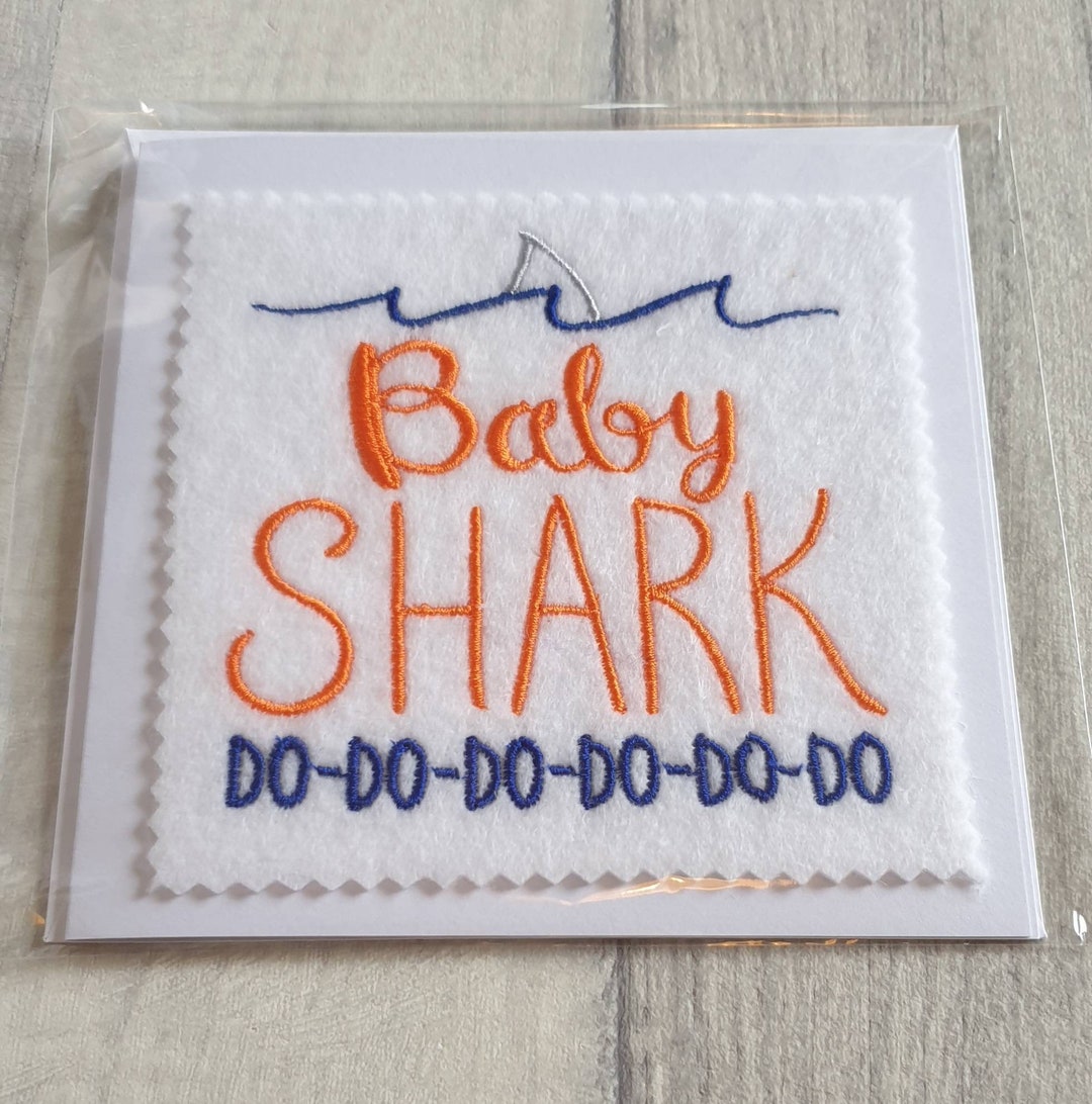 Embroidered Shark Card - Etsy
