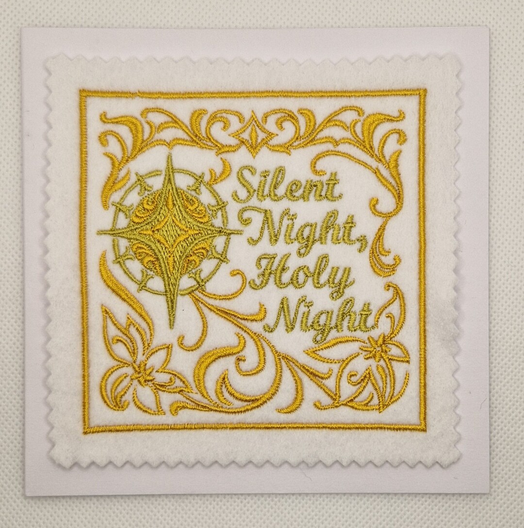 Embroidered Christmas Carol Silent Night Card - Etsy