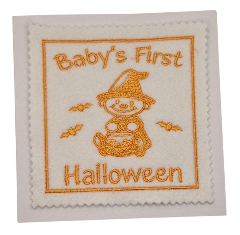 Embroidered Baby's First Halloween Card - Etsy