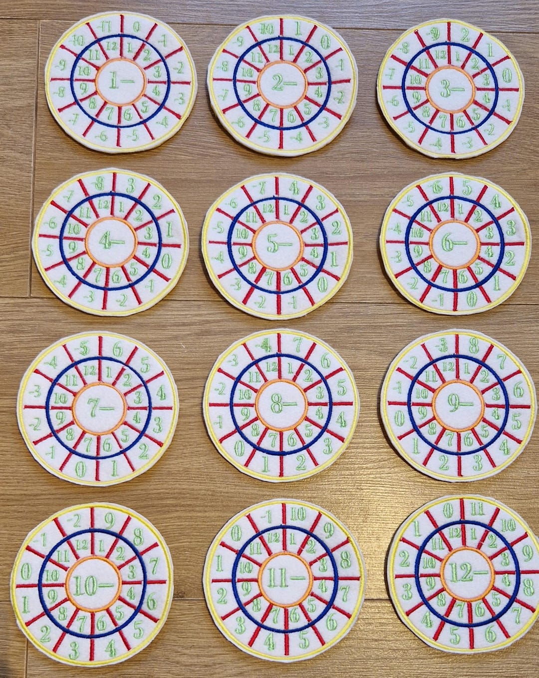 Embroidered Maths Subtraction Wheels - Etsy