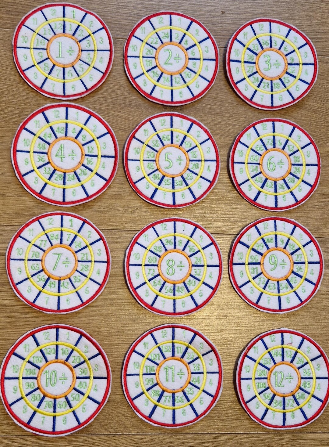 Embroidered Maths Division Wheels - Etsy