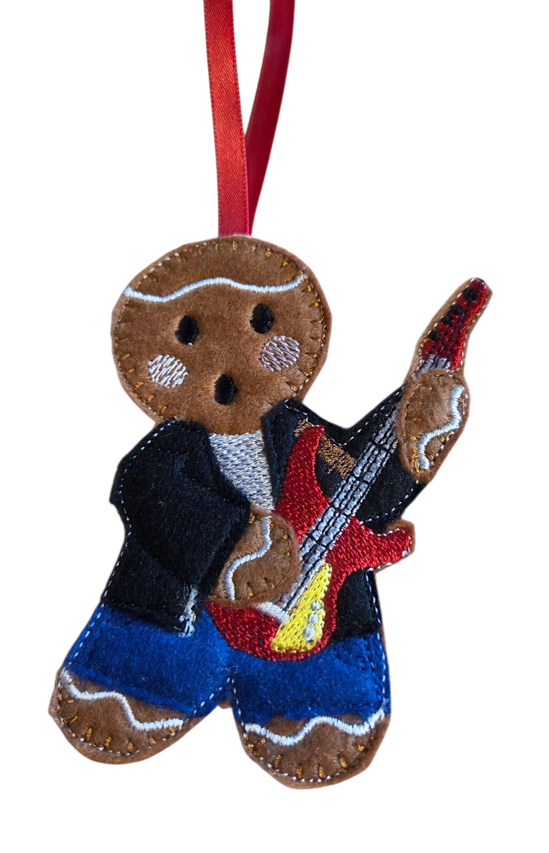 Embroidered Electric Guitar Gingerbread Man - Etsy
