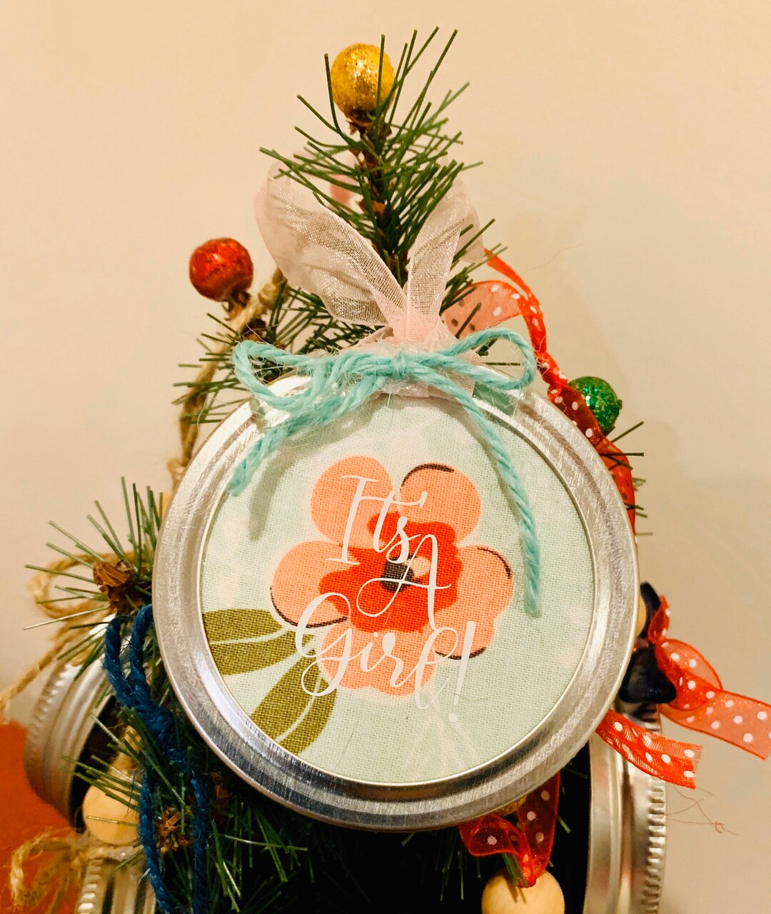 It's A Girl! Jar Lid Christmas Ornament - Etsy