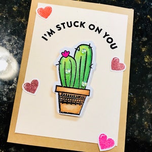 I'm Stuck on You Personalized Cactus Valentine's Day Card - Etsy