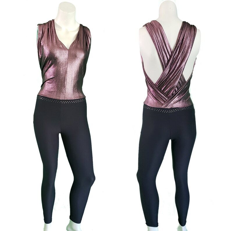 Pink Metallic Rave Outfit Catsuit | Bachata Dancewear Jumpsuit ...