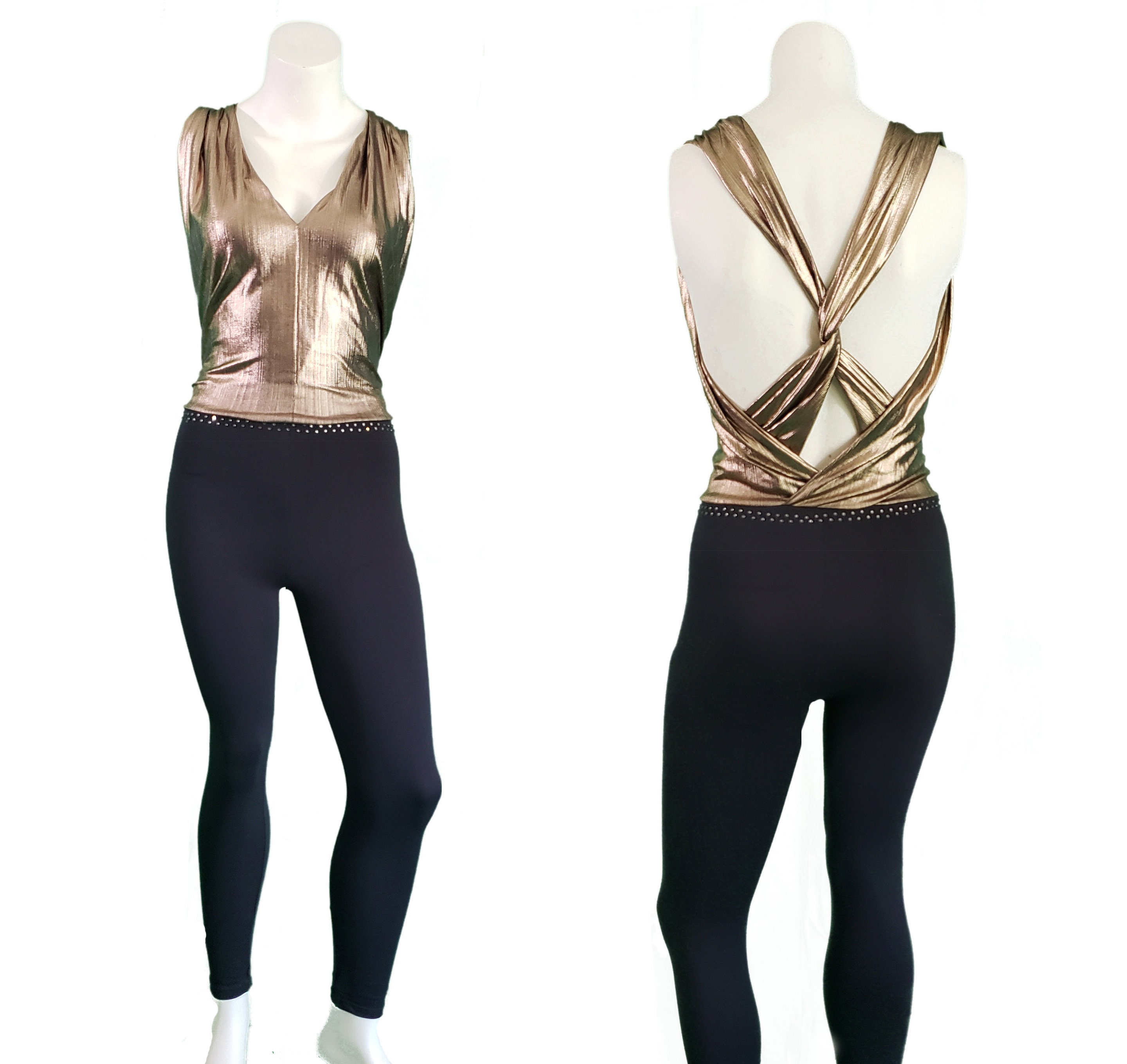GOLD Metallic Rave Outfit Full Bodysuit | Bachata Dancewear Jumpsuit ...