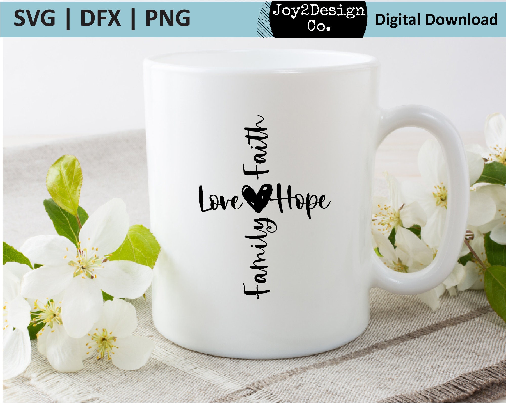 Faith Love Hope SVG DFX PDF Png Cross Christian - Etsy