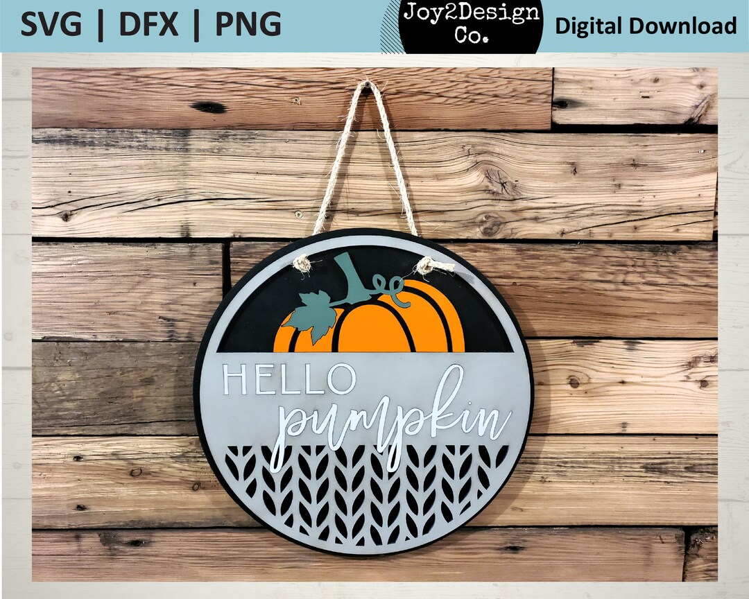 Hello Pumpkin SVG - Fall Door Hanger Svg | DFX | PNG - Fall Decor ...