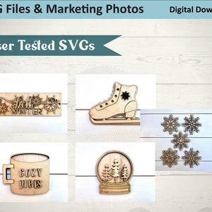 Winter SVG Bundle | Ice Skate Svg | Snowglobe SVG | Snowflake Banner ...