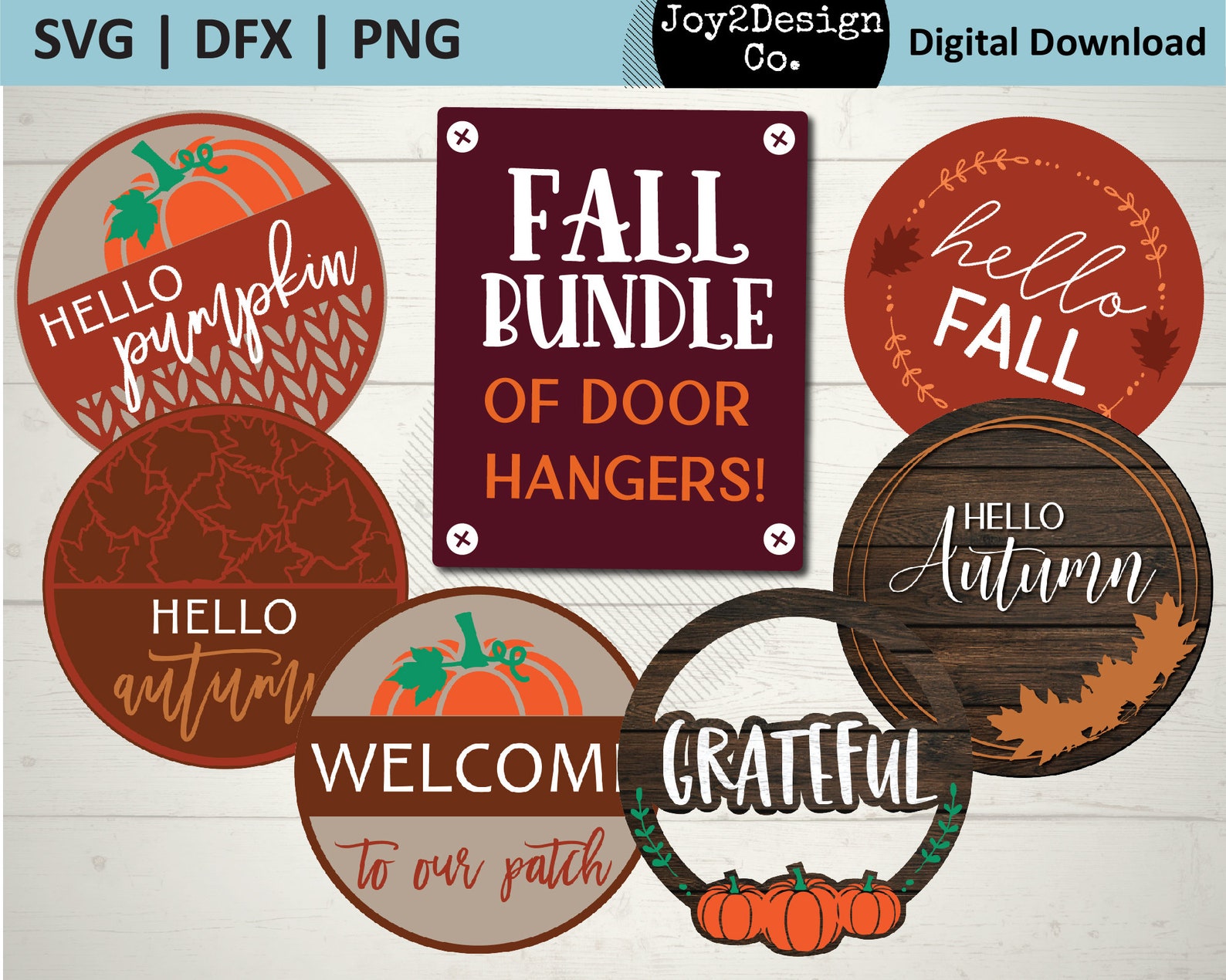 Fall SVG Bundle Fall Door Hanger SVG DFX Png Fall | Etsy