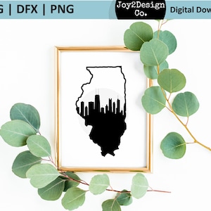 Illinois Svg | Chicago Skyline SVG | DFX | PNG | Illinois Cut File for ...