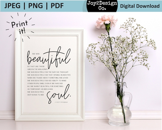 She Was Beautiful Printable PDF JPEG PNG Girl Quote - Etsy