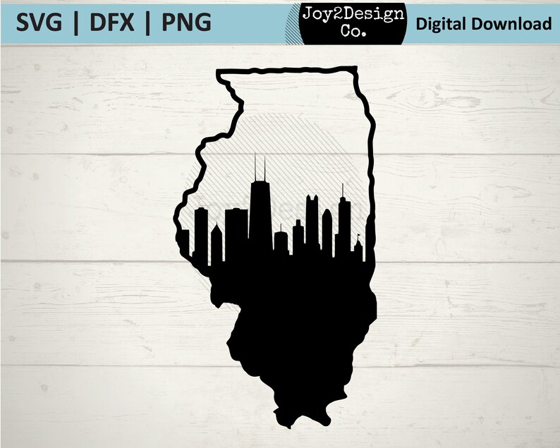 Illinois Svg Chicago Skyline SVG DFX PNG Illinois Cut - Etsy