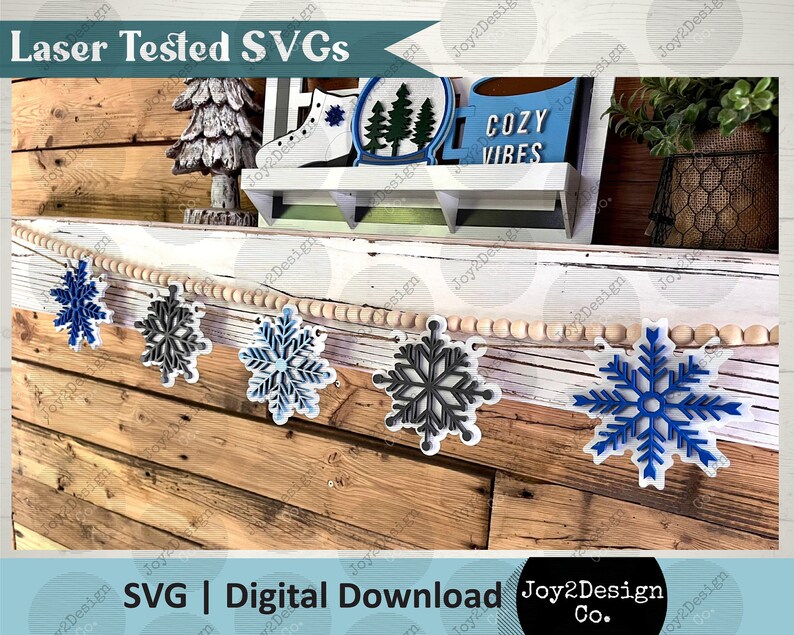 Snowflake Banner SVG Snowflake Garland SVG Winter Banner - Etsy