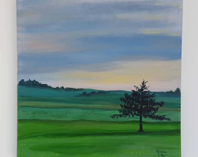 FARM LANDSCAPE PAINTING Original Wisconsin Farm Art Painting at Dusk ...