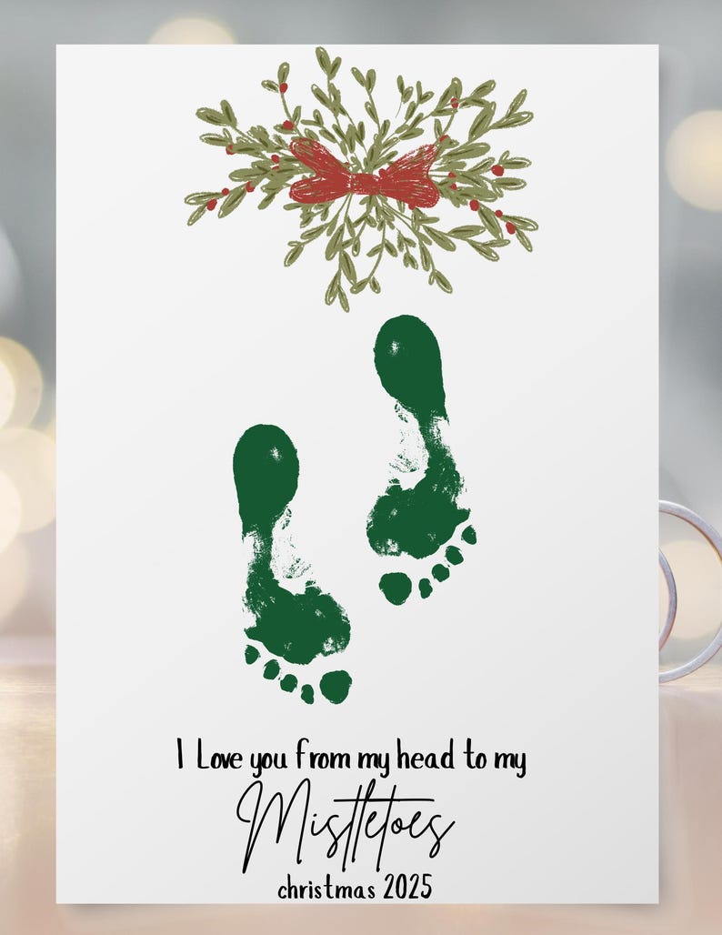 Mistletoes Footprint Art, Baby's 1st Christmas (printable) - Etsy