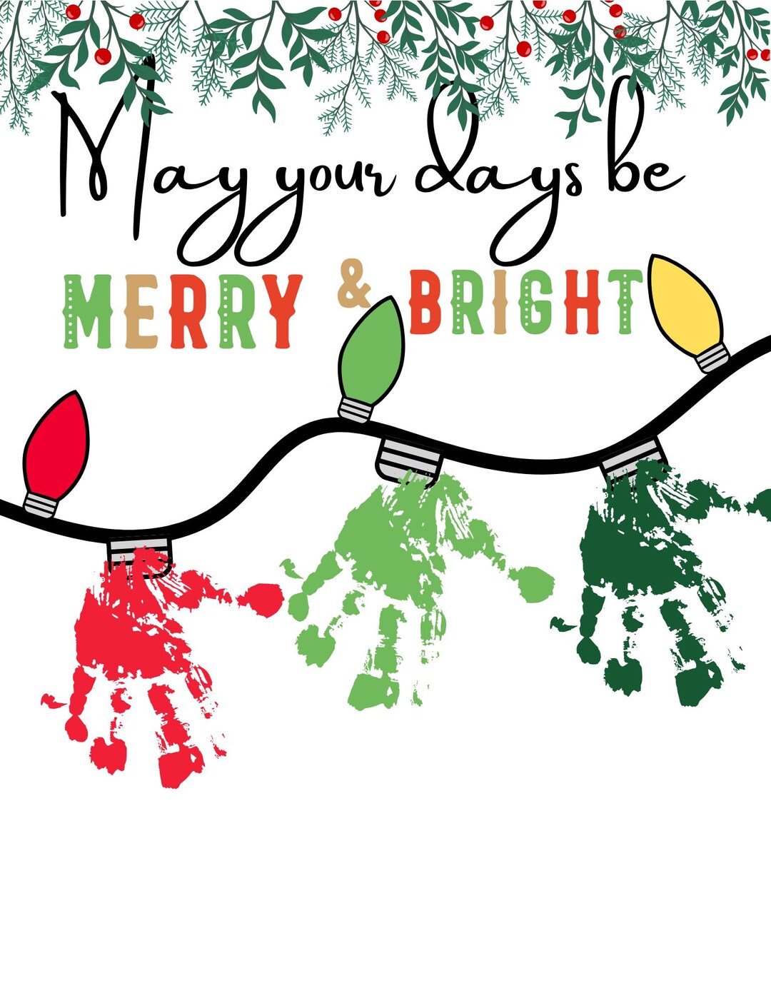 Christmas Lights Handprint Craft, Holiday Keepsake (PDF) - Etsy