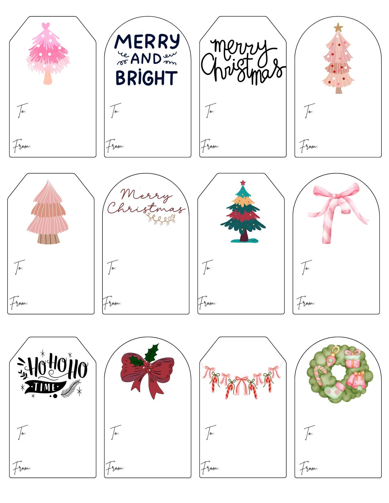 Watercolor Christmas Gift Tags: Printable Holiday Favor Labels (digital ...