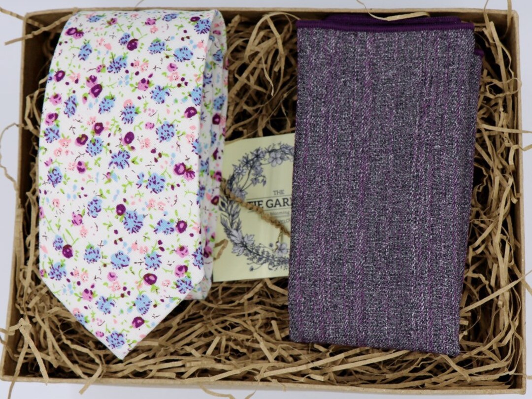 NAD & CYN: Mens Gift Set Floral Tie Purple Handkerchief Mens Ties for ...