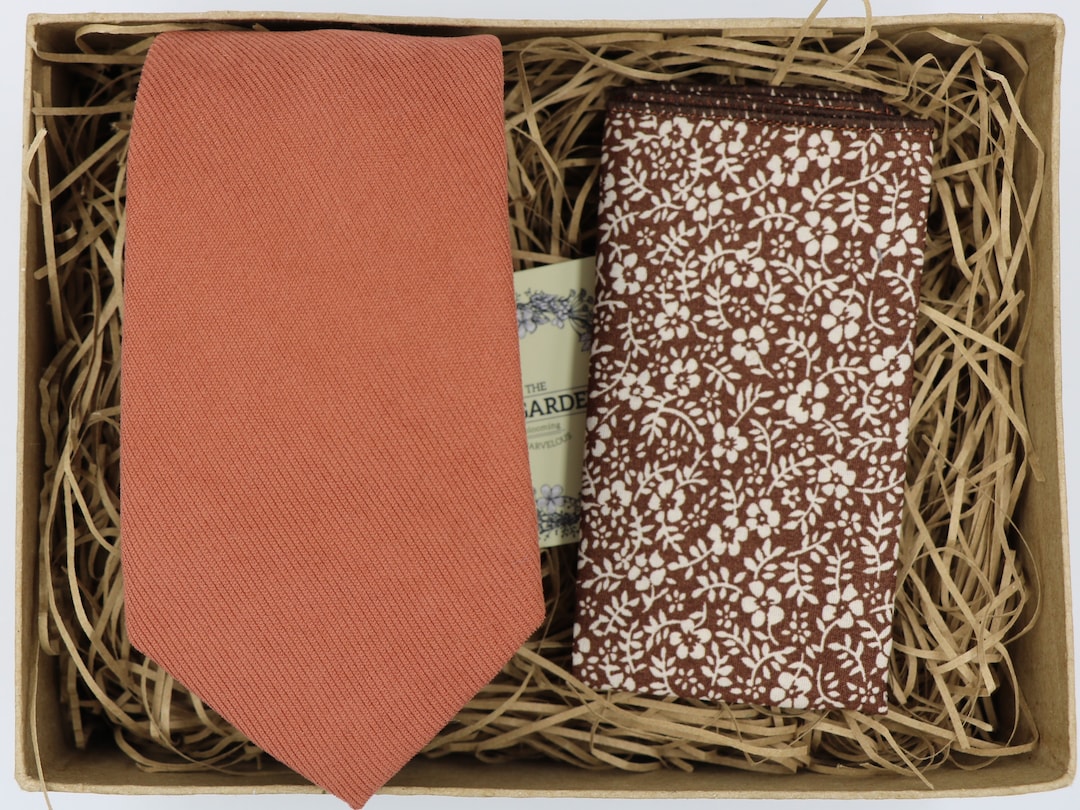 LEO & FERN: Terracotta Mans Tie, Rustic Themed, Mens Pocket Square ...