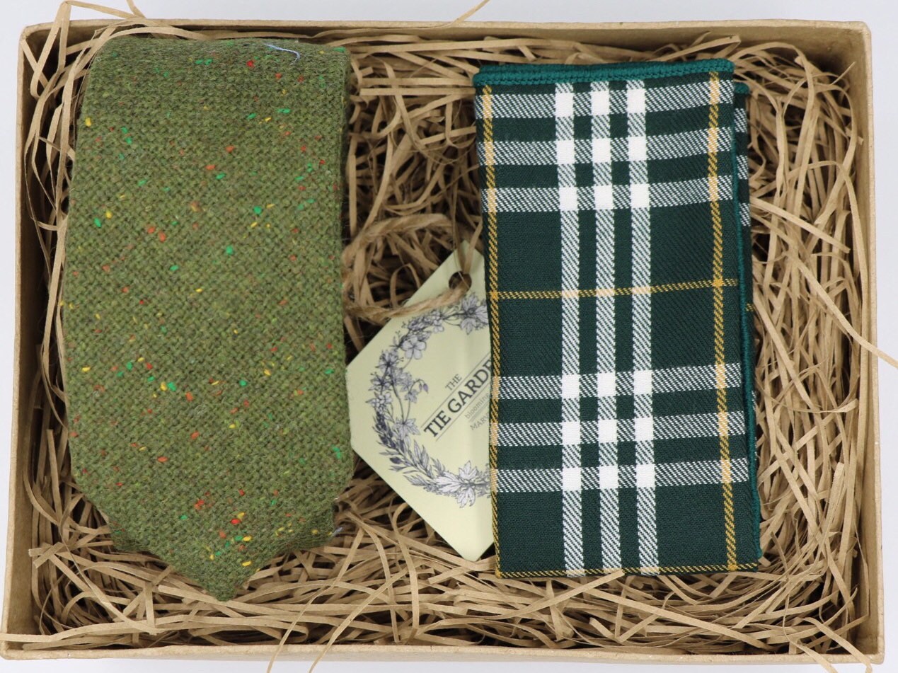 GEORGE & LES Check Pocket Square, Tweed Tie, Gifts for Men, Mens Ties ...