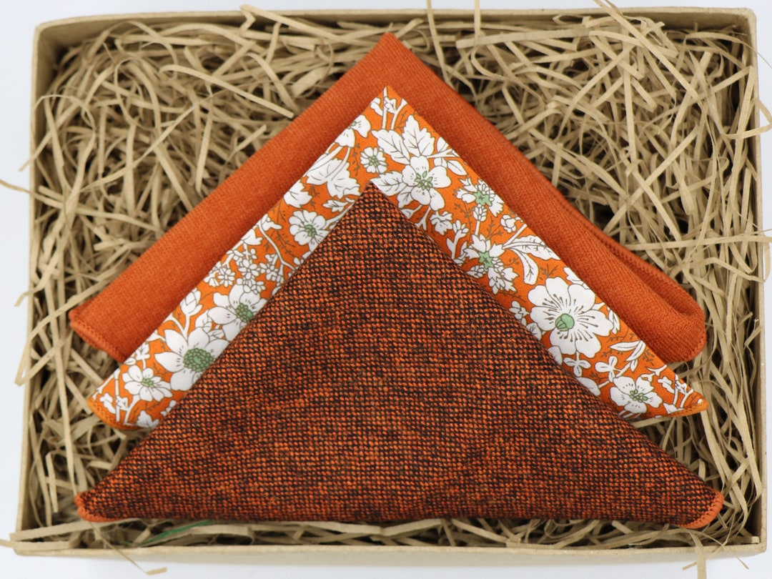 Jojo, Eastwood & Ben: Rust Pocket Square, Floral Pocket Square Orange ...