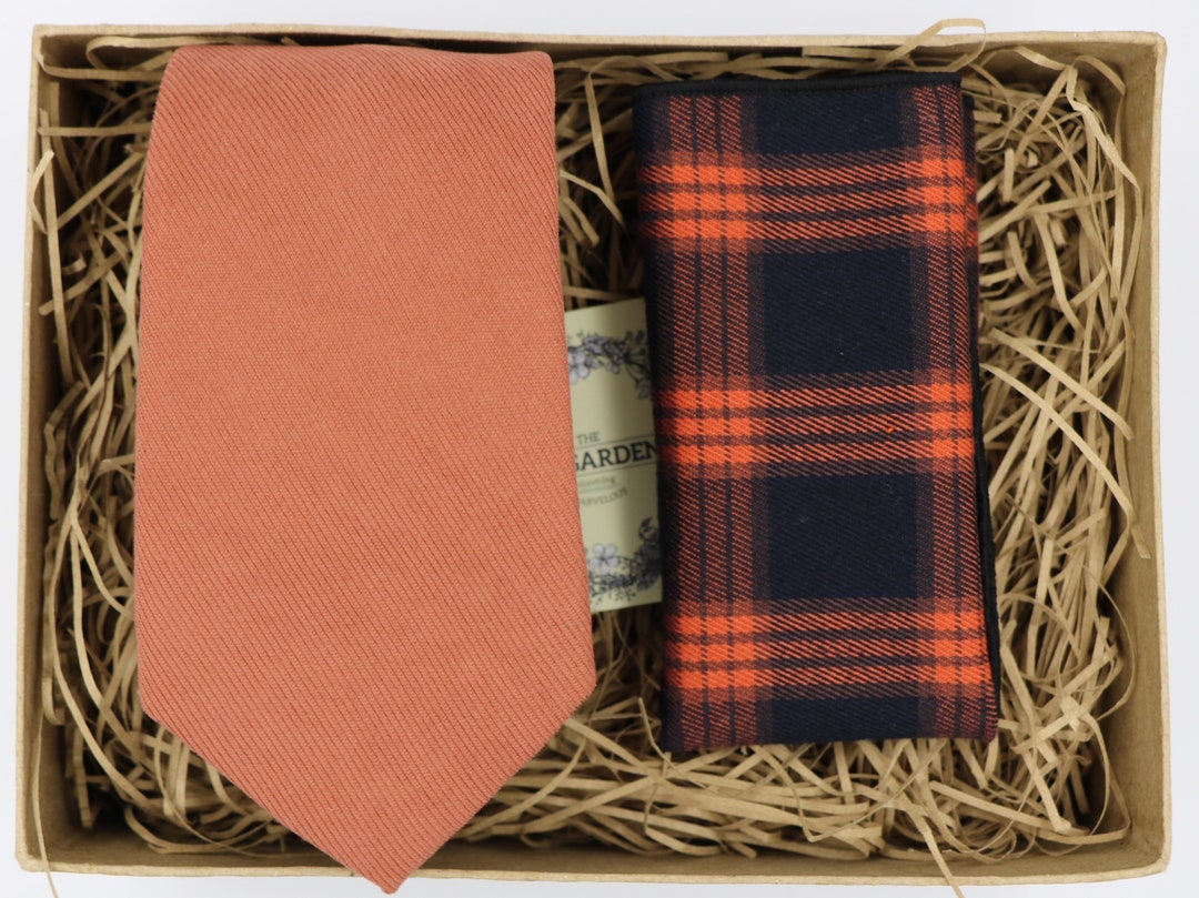 LEO & HAZ: Rustic Tie, Orange Wedding, Mens Pocket Square, Mens Gift ...