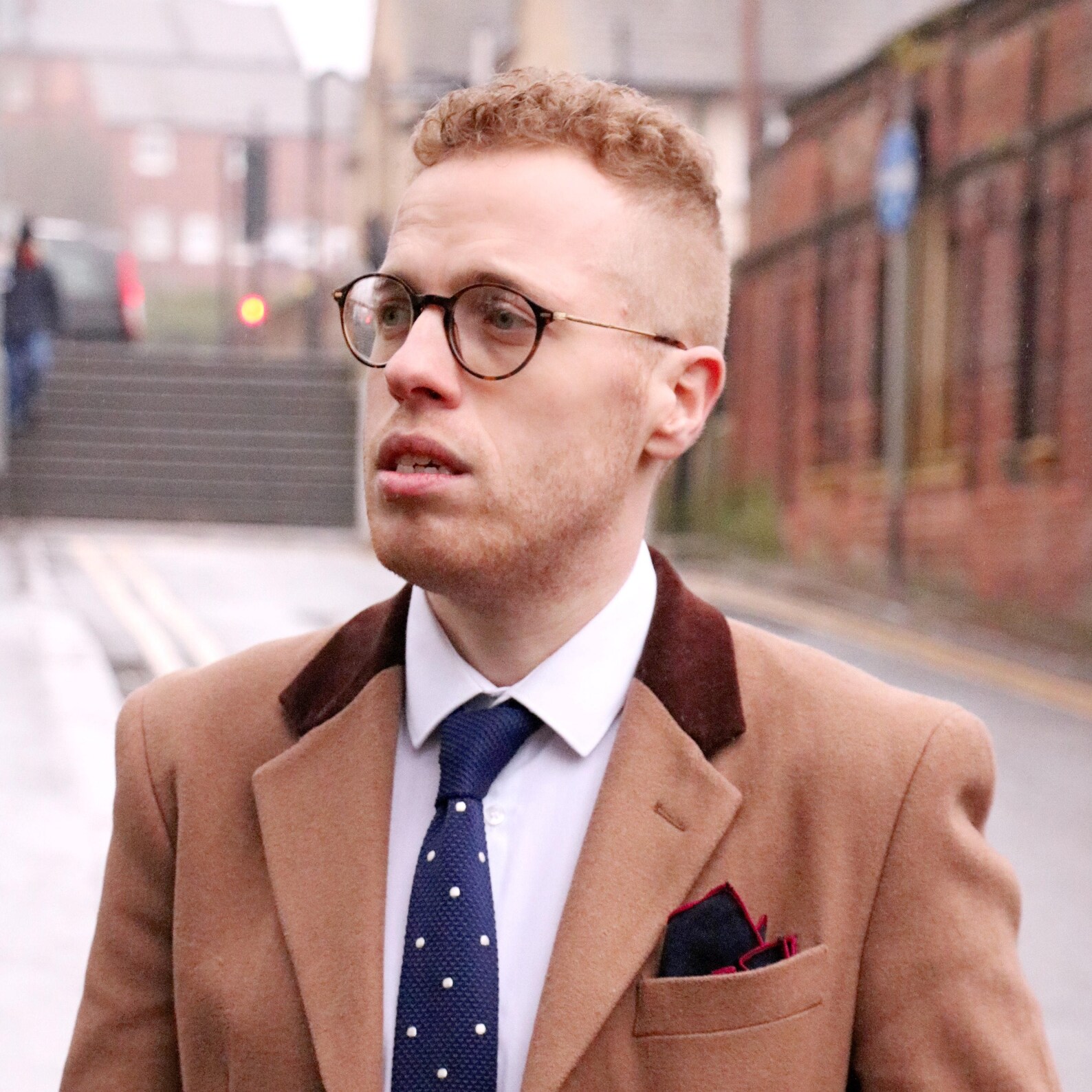Navy Knitted Spotty Tie and Wool Pocket Square Set - Etsy