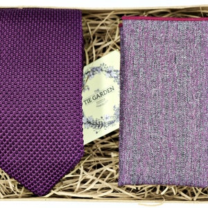 JEREMY: Knitted Necktie, Knit Tie, Knitted Tie, Purple Tie, Wool Pocket ...