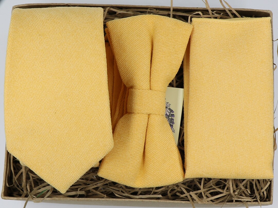 Sunflower Yellow Tie Set: Canary Necktie & Pocket Square - Etsy