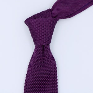 JEREMY: Knitted Necktie, Knit Tie, Knitted Tie, Purple Tie, Wool Pocket ...