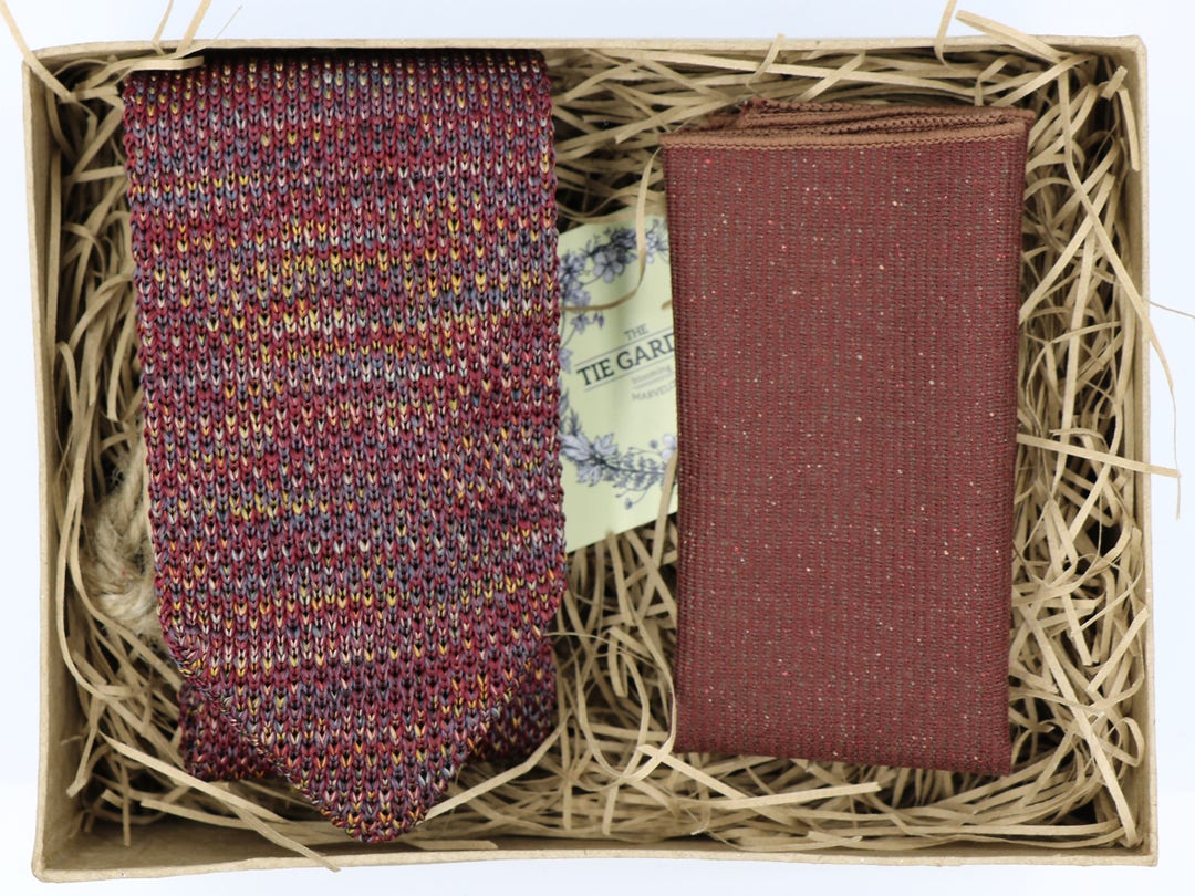 DAPPER DES: Mens Tie Knitted Tie Hobo Wedding Ties Brown Knit Tie Wool ...