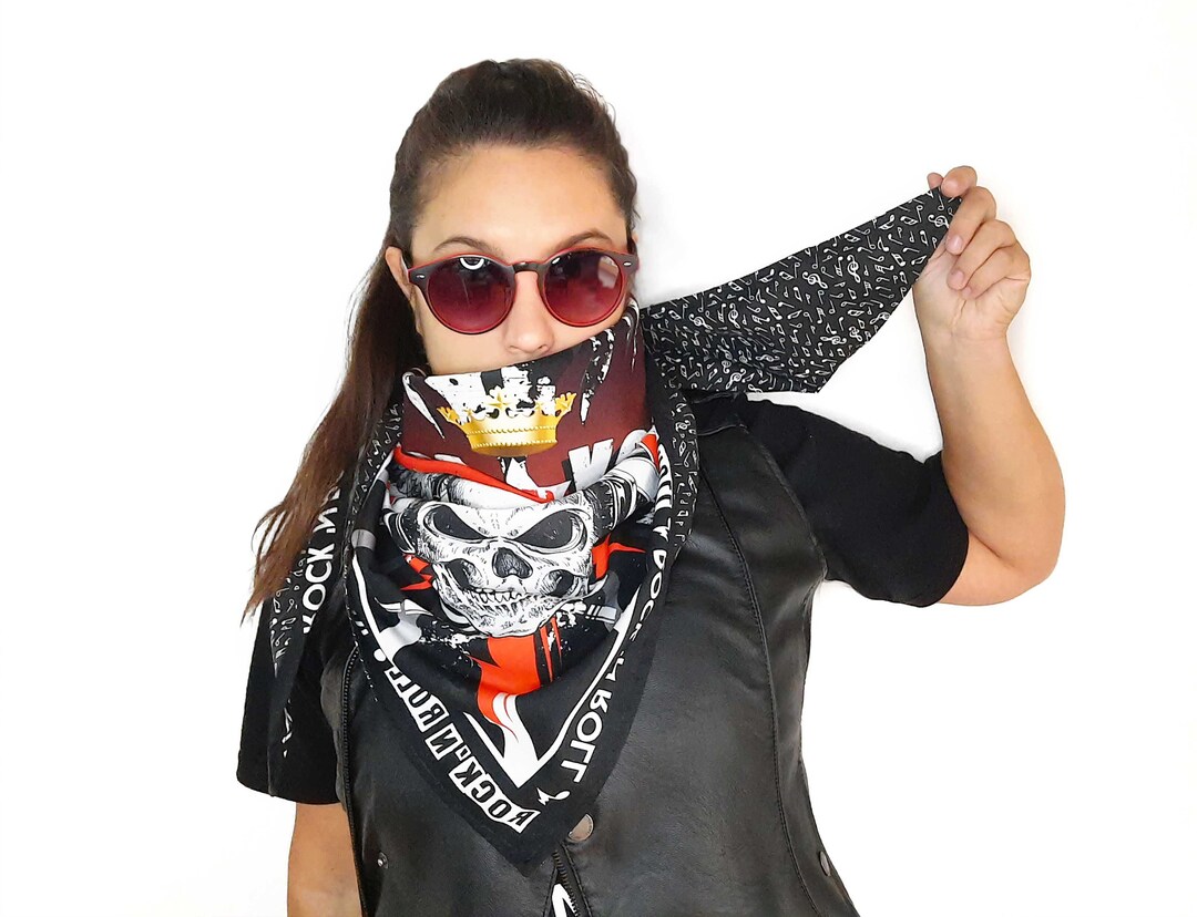 Rock and Roll Scarf, Bandana Man Rock, Skull Scarf, Goth Bandana, Skull ...