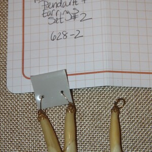 MOOSE TOOTH Earrings and Pendant Set Necklace Natural Arts - Etsy