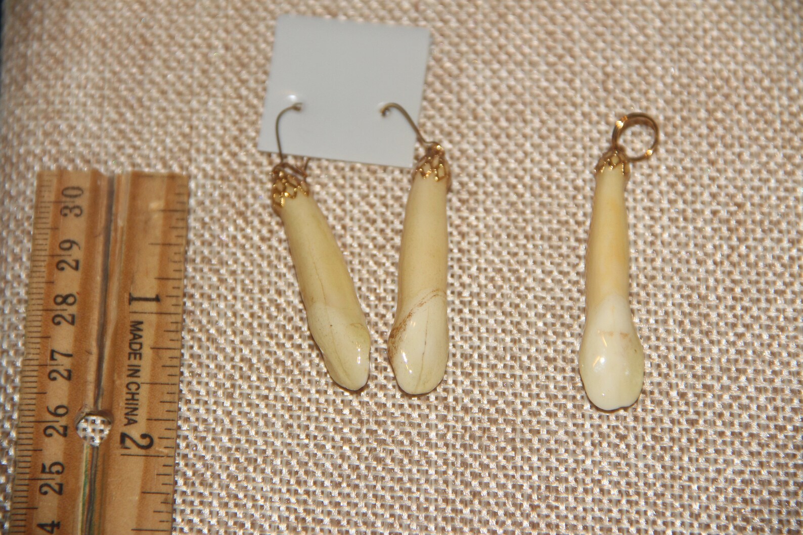MOOSE TOOTH Earrings and Pendant Set Necklace Natural Arts - Etsy