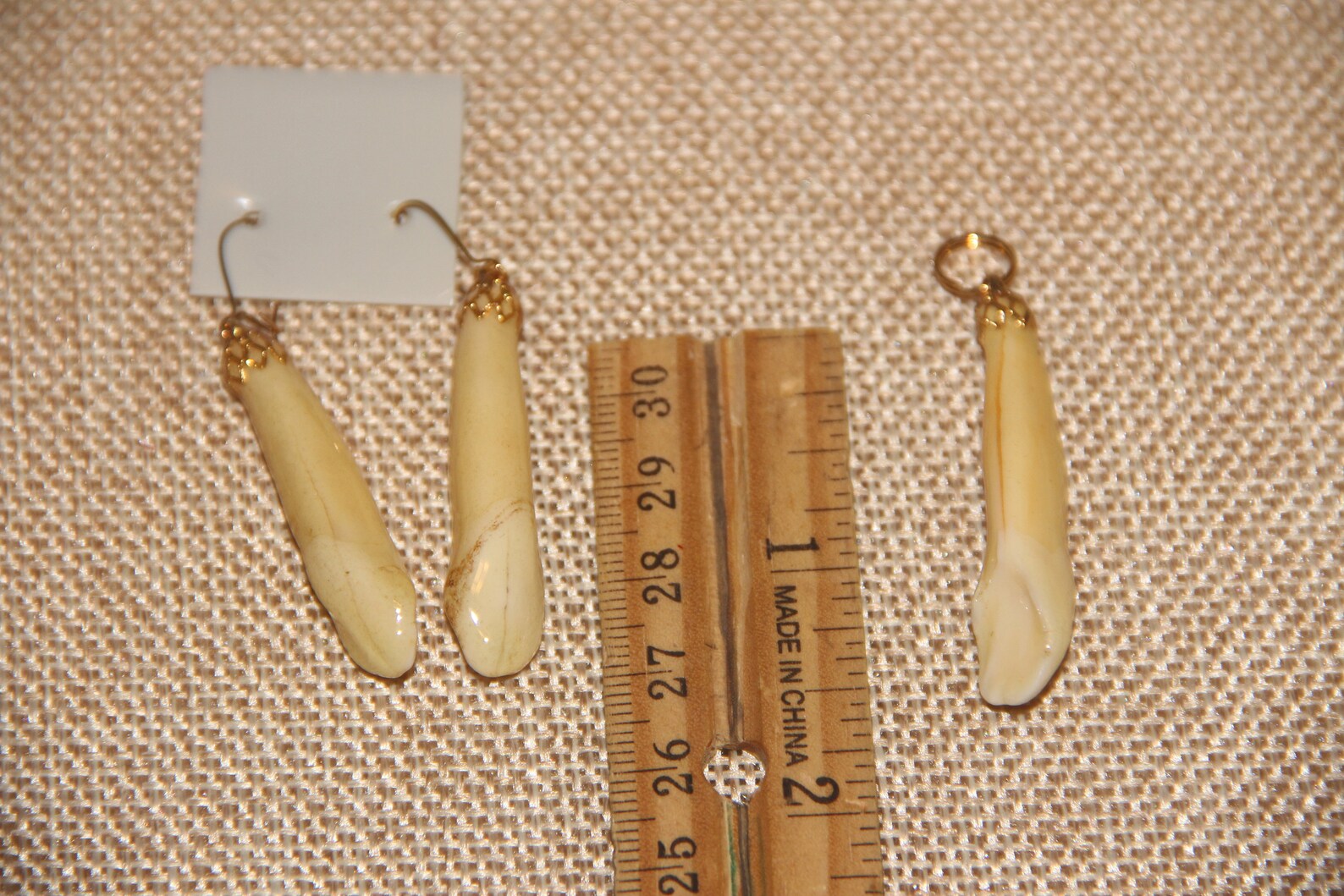 MOOSE TOOTH Earrings and Pendant Set Necklace Natural Arts - Etsy