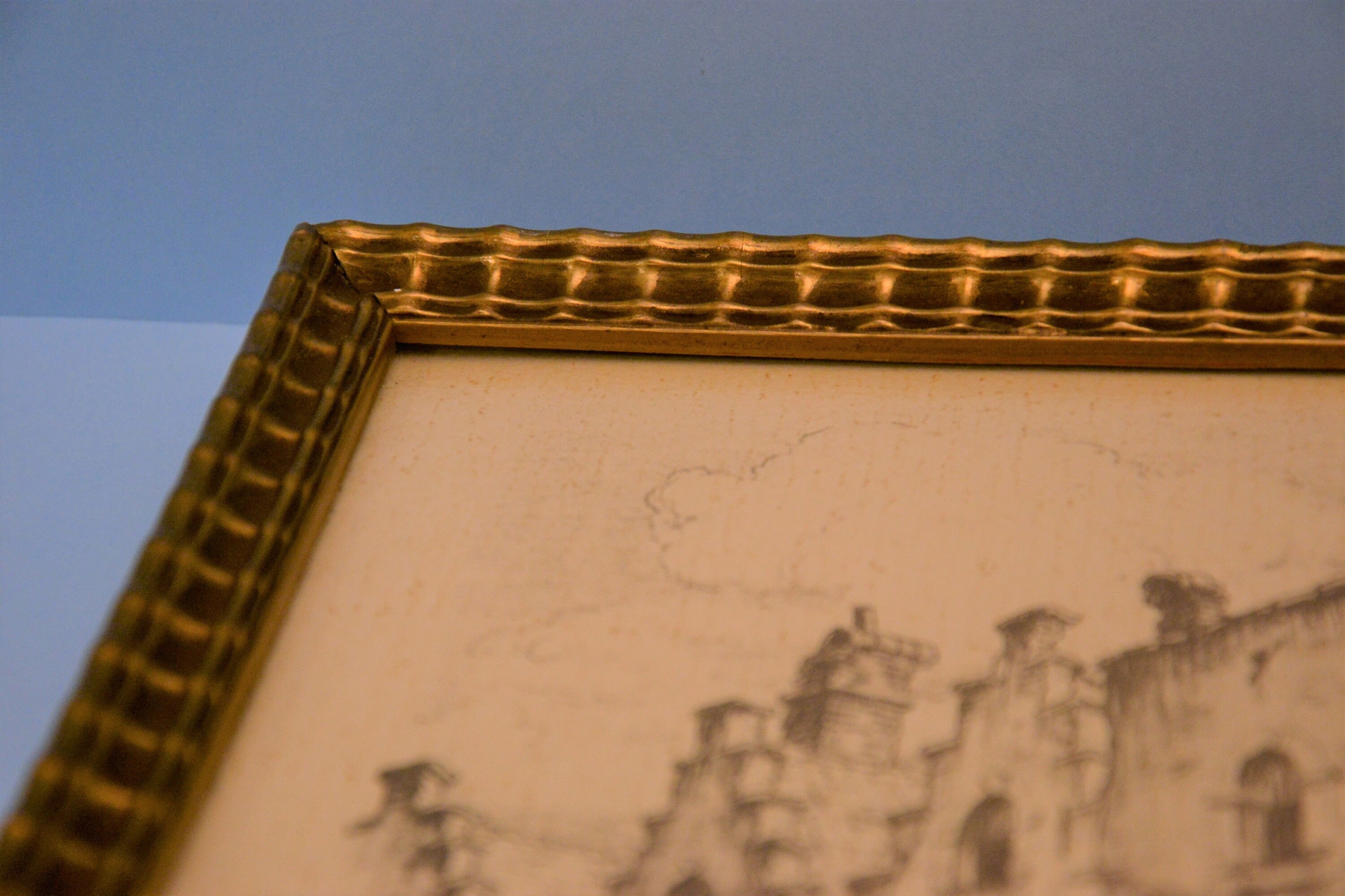 Print of Bruges in Gold-colored Frame With Border Motif Gilded Vintage ...