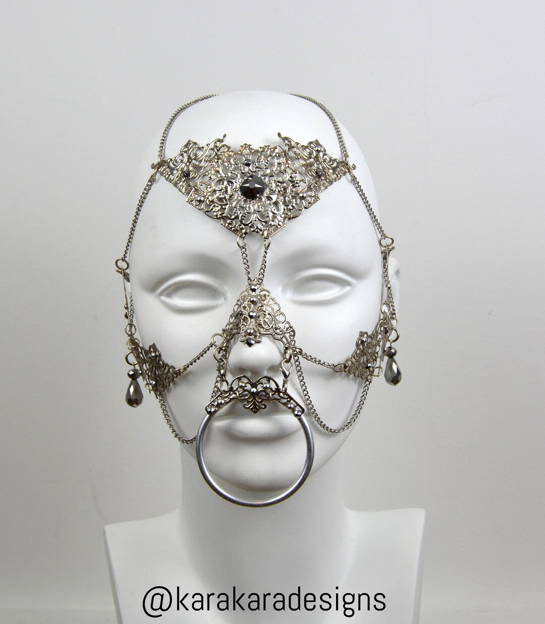 Headpiece Face Piece Mouth Piece Nose Ring Filigree With Swarovski and ...