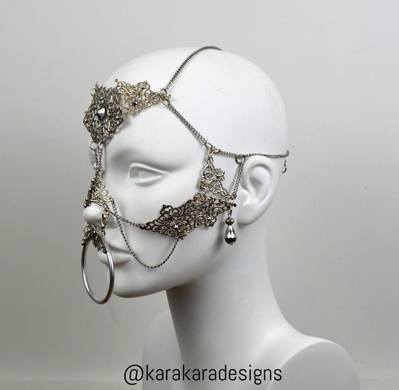 Headpiece Face piece Mouth piece Nose Ring Filigree with | Etsy