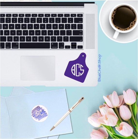 Monogram Ear Tag Decal Cow Ear Tag Sticker Circle Monogram | Etsy