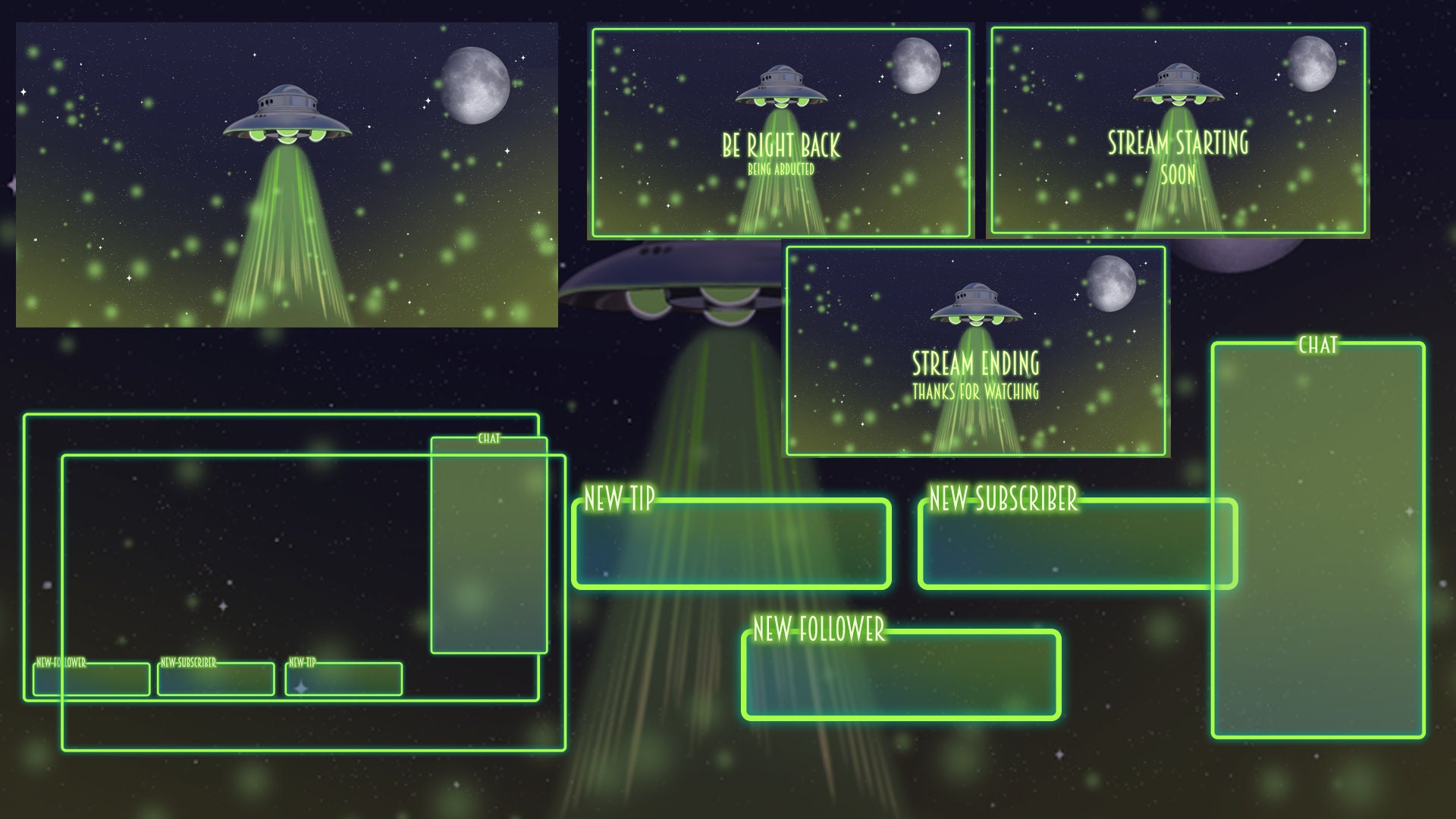 UFO Themed Twitch Asset Overlays Alien UFO Simple Cool - Etsy